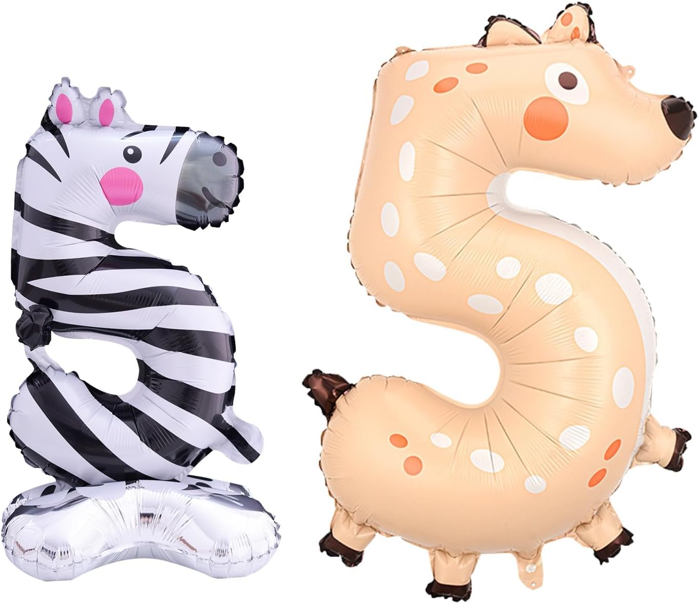 Amazon.com: Animal Number 5 Balloons, Standing Foil 40inch Giant Number ...