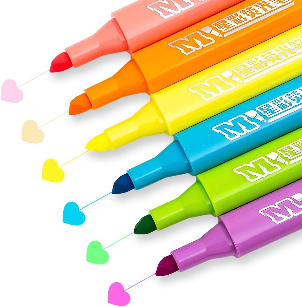 Amazon.com : M&G 6 Pcs Cute Highlighters, Multicolor No Bleed Dry Quick ...