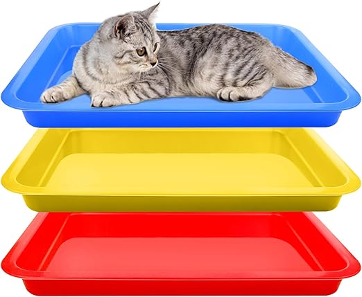 3pcs Large Kitten Litter Tray Open Cat Litter Box Guinea Pig Tray ...