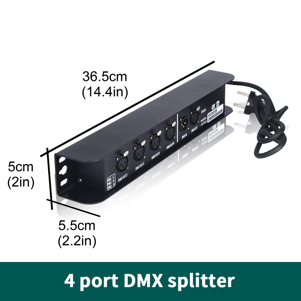 Buy V-Show 4 Way Isolated / 4 Port DMX Splitter Amplifier with 3 Pin ...