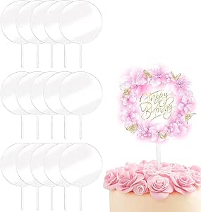 GHELKUC Round Clear Acrylic Cake Topper, 15 Pcs Blank DIY Acrylic Cake ...