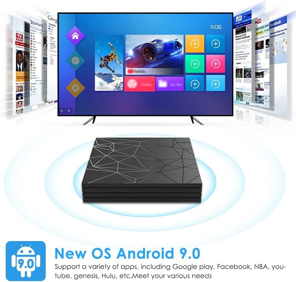 Android 9.0 TV Box, Android Box 4GB RAM 64GB ROM H6 Quad-Core Cortex ...