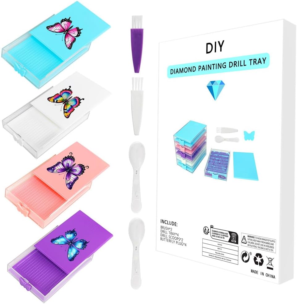 Amazon.com: 4Pcs Diamond Art Painting Trays Organizer with Lid, Diamond ...