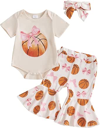 Amazon.com: SAYOO Infant Baby Girl Basketball Outfit Bow and Basketball ...