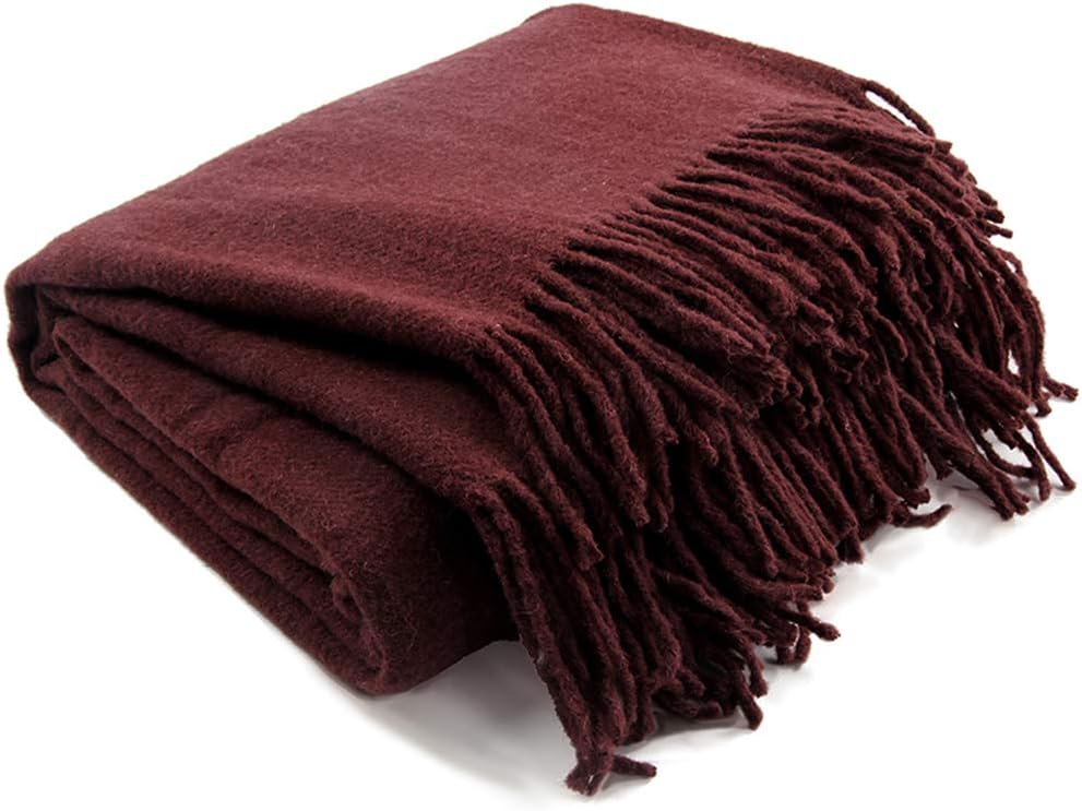 Amazon.com: winthome Luxury Extra Soft Wool Blanket Throw, 100% Wool ...