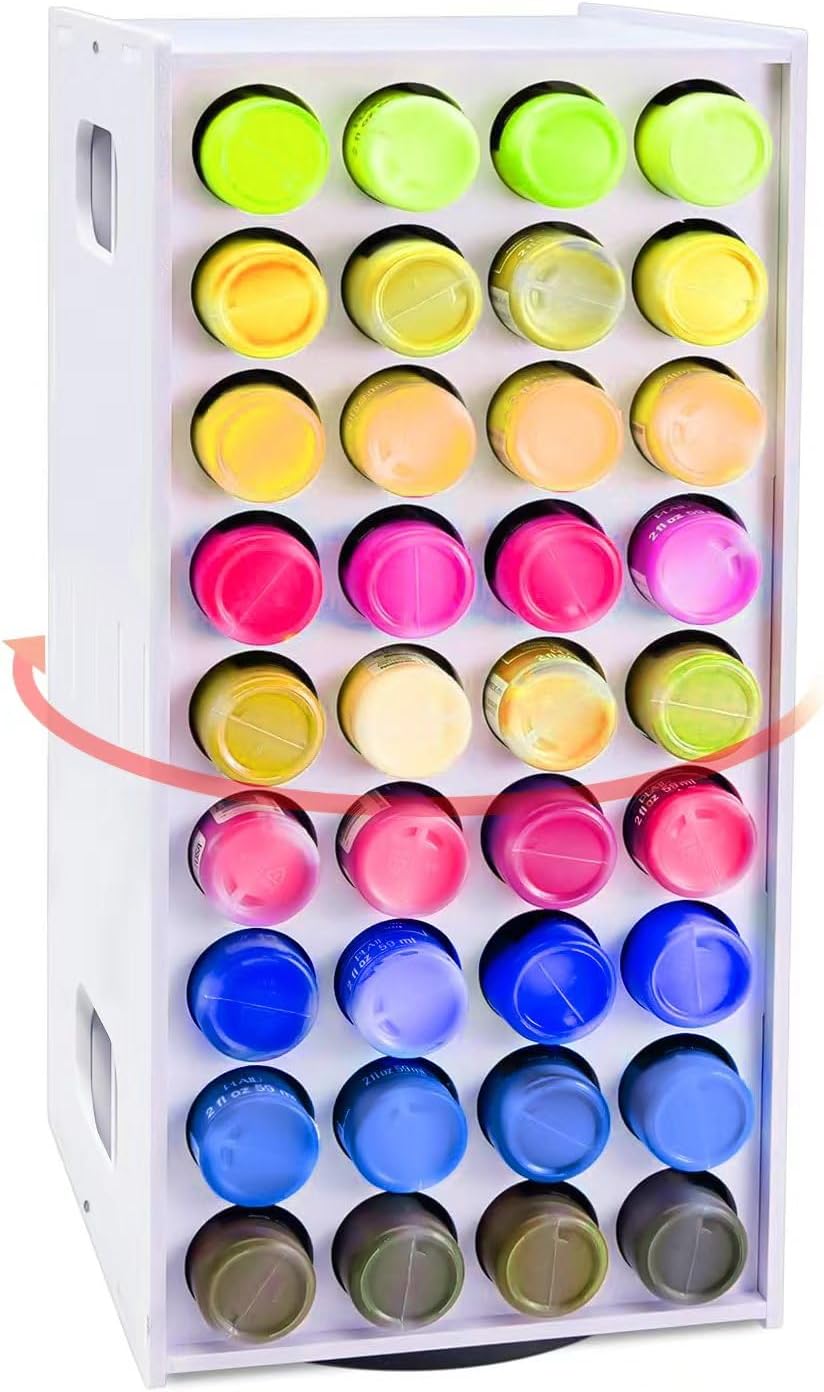 Amazon.com: Acrylic Paint Organizer, 2 oz Craft Paint Holder Rack with 72 Holes, 360° Spining ...