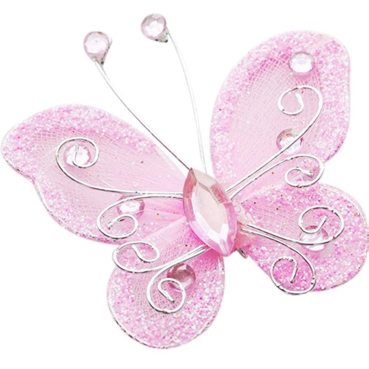 Amazon.com: Chenkou Craft Pink Organza Wire Butterfly Wedding ...