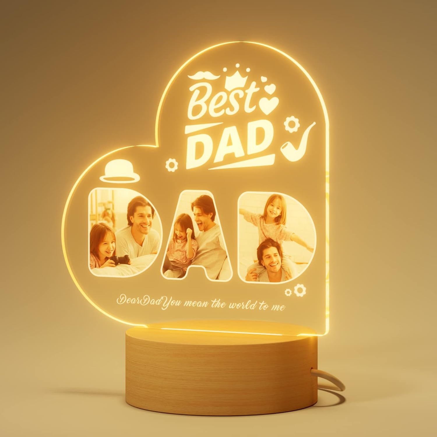 Bemaystar Dad Gifts: Personalized Father's Day LED Night Light with ...