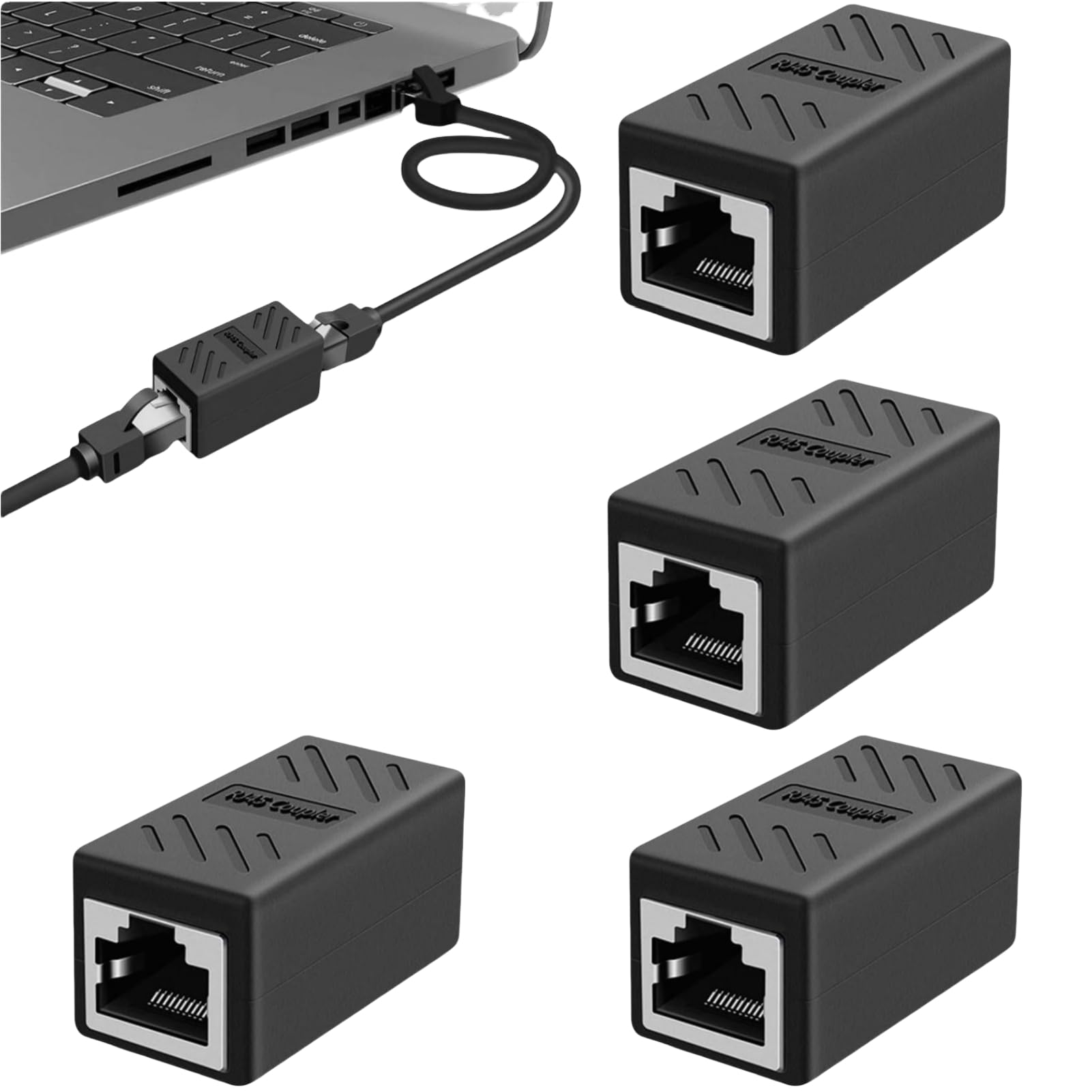 4 Pcs RJ45 Coupler, Female to Female Ethernet Connector, Plug and Play ...