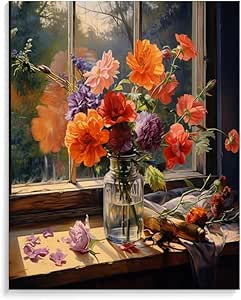 Amazon.com: Ccqiangtie-stroe Window Sill Garden View Paint by Numbers ...