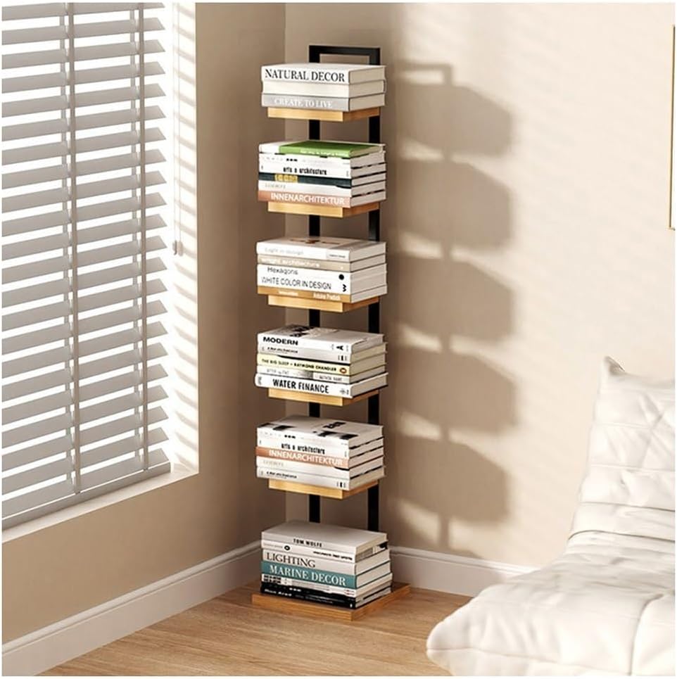 Amazon.com: 6 Tiers Spine Standing Bookshelf, Metal Industrial ...