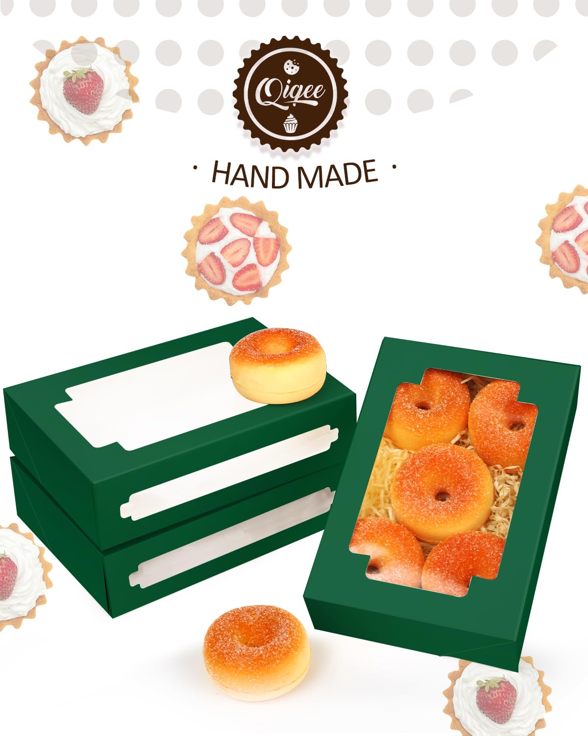 Snapklik.com : Qiqee Deep Green Cookie Boxes For Gift Giving 8x53x2 ...
