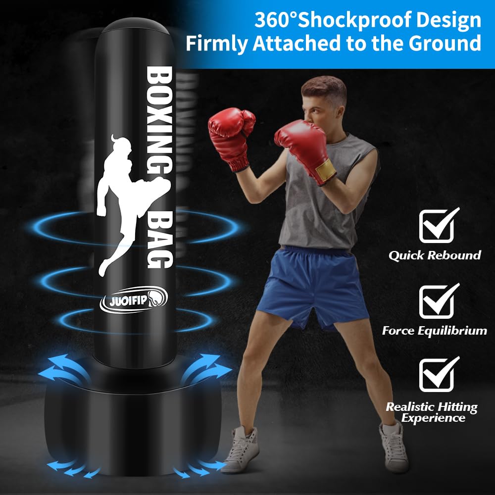 JUOIFIP Standing Punching Bag for Adults 69'' Heavy Bag with Stand ...