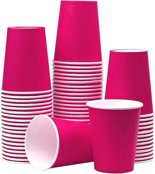 Amazon.com: Yuxitia Disposable Paper Cups, 60pcs Pink Paper Cups For ...