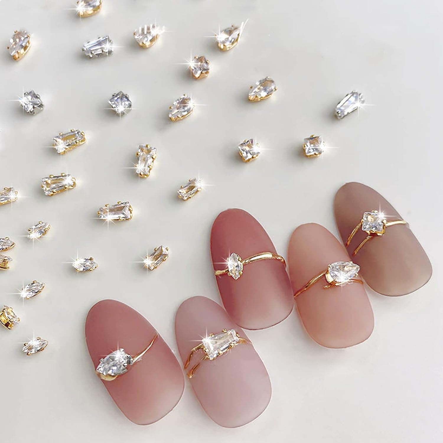 Nail Gems,50PCS Flat Back Shiny Mixed Rhinestones for Nails,Nail Art ...