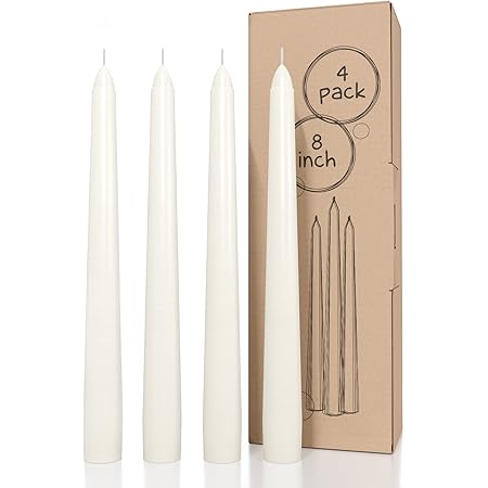 Amazon.com: CANDWAX Ivory Taper Candles 8 inch Dripless - Set of 12 ...