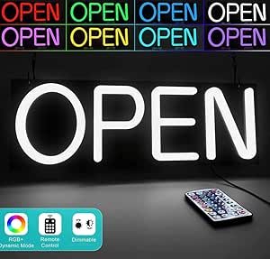 LED Neon OPEN Sign for Business Multicolors OPEN Signs Include Remote ...