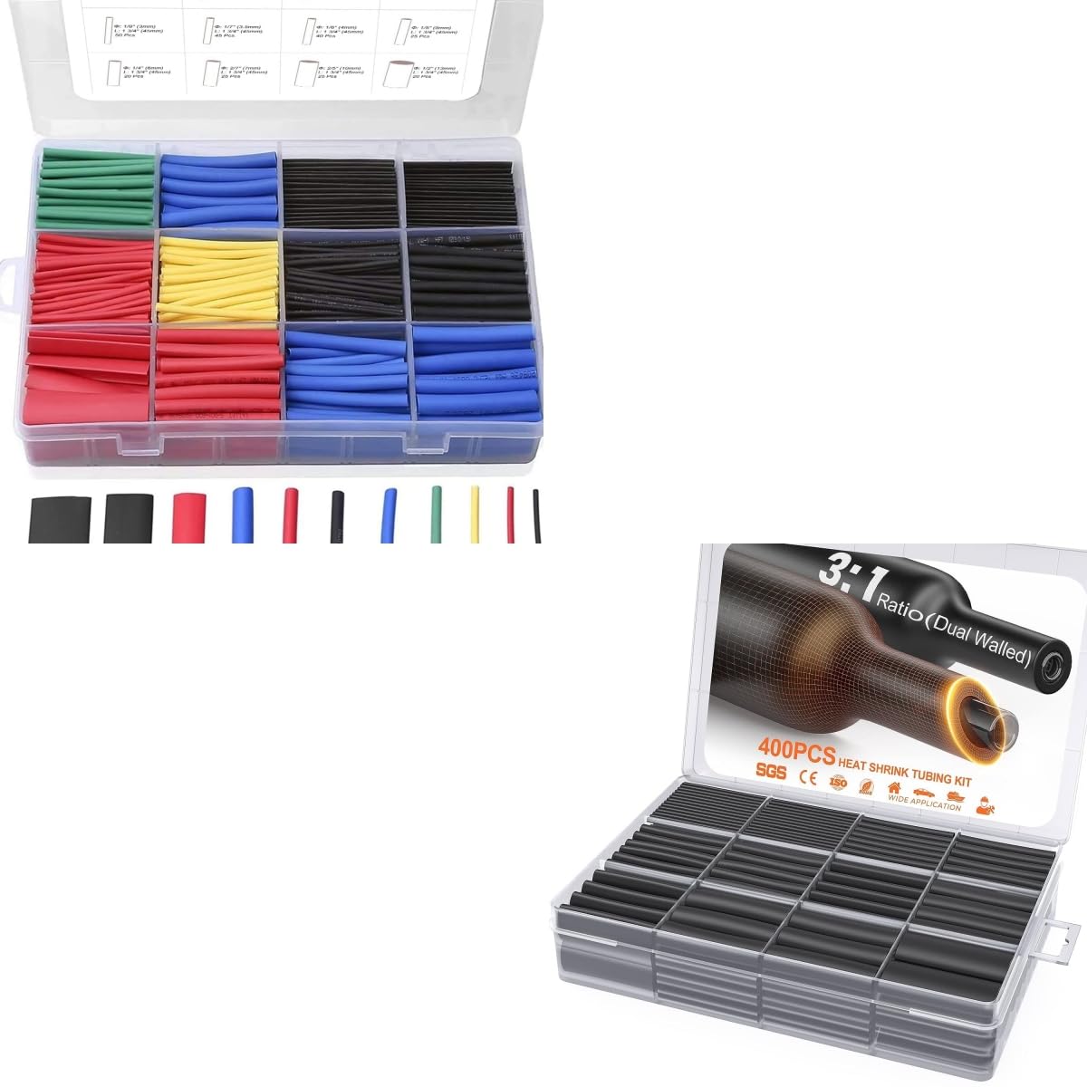 Eventronic 400 Pcs Heat Shrink Tubing Kit-3:1 Ratio + 560PCS Heat ...
