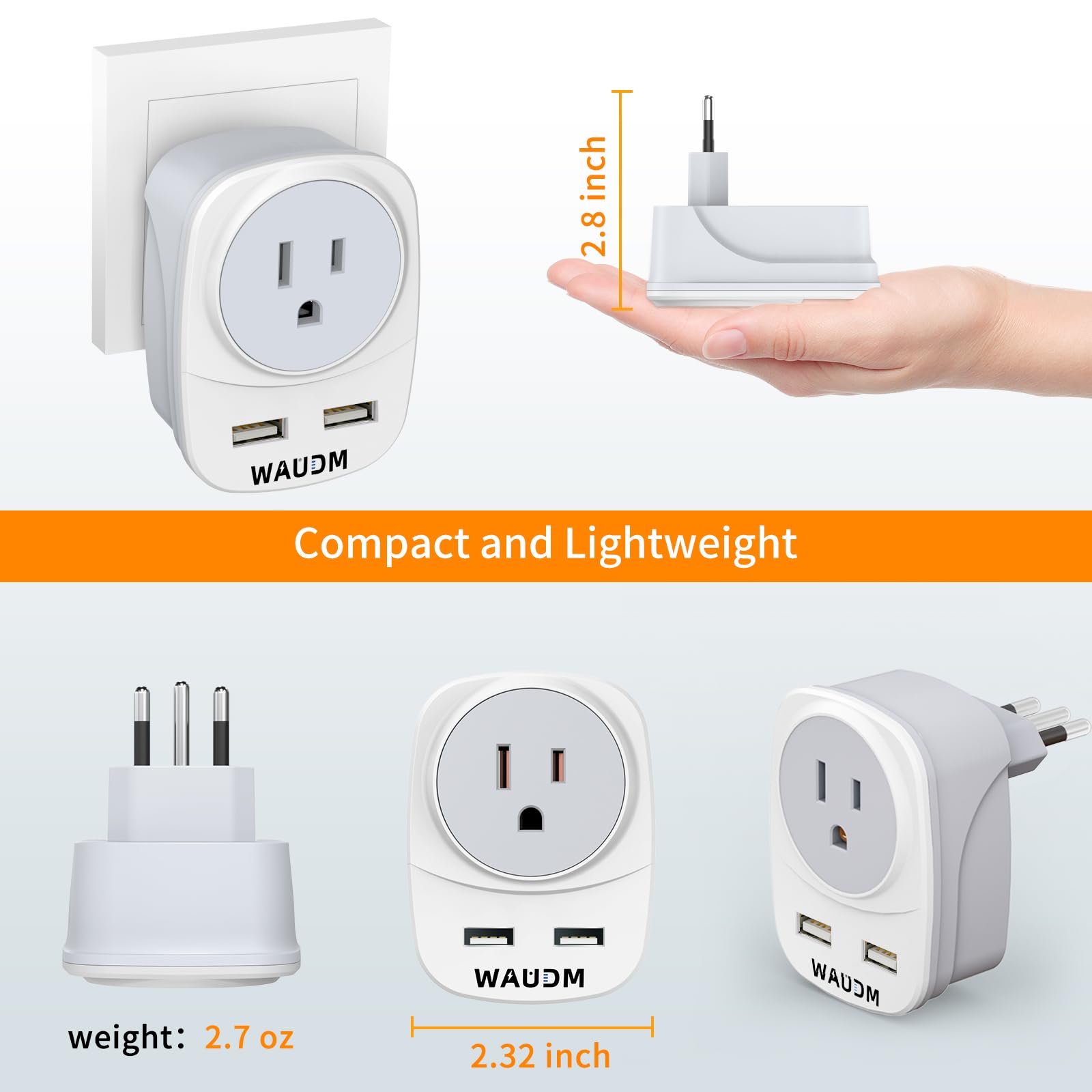 Snapklik.com : (Two Packs In A Box) Italy Travel Power Adapter, Italy ...