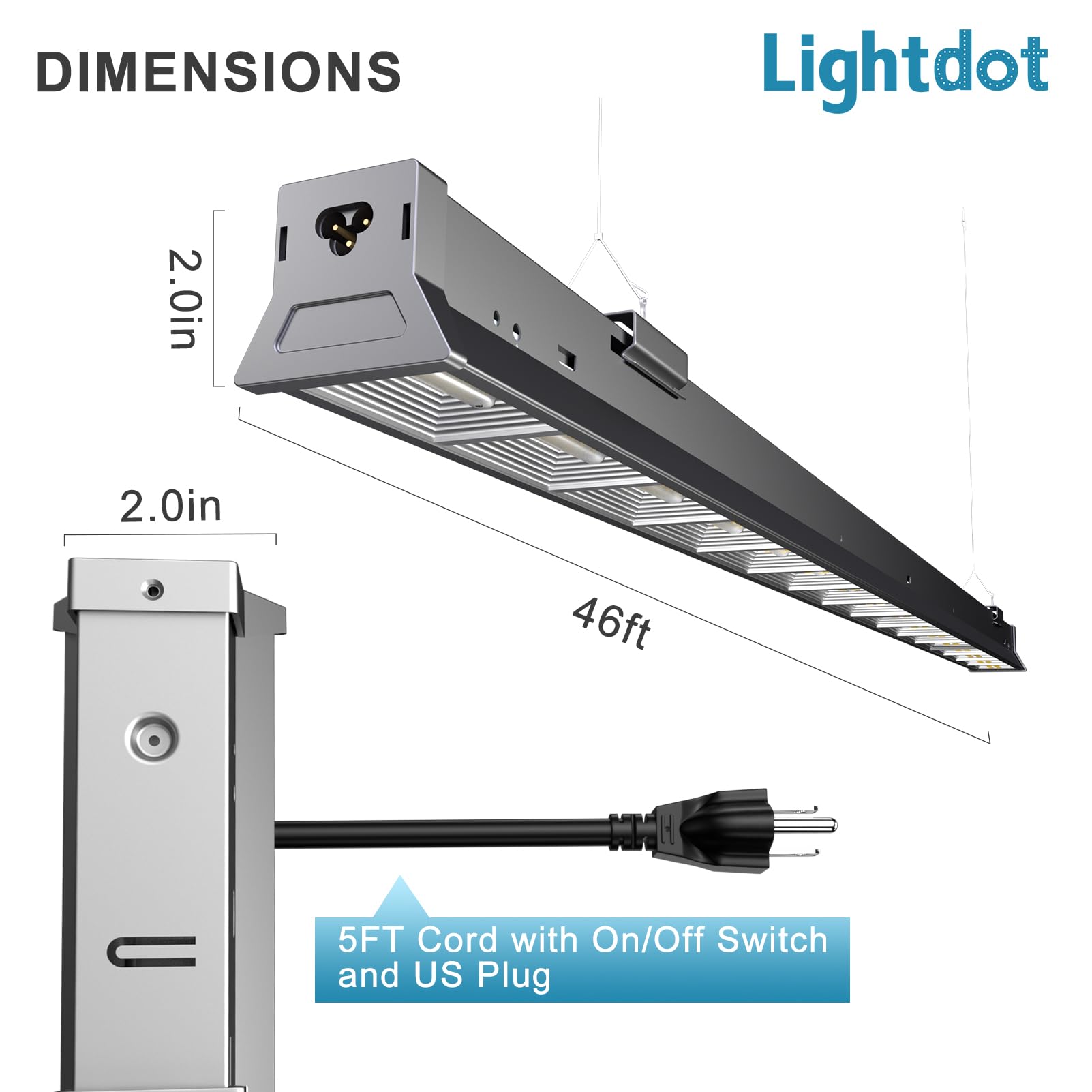 Update 4FT LED High Bay Shop Lights with Grille Reflector(Eye-Care