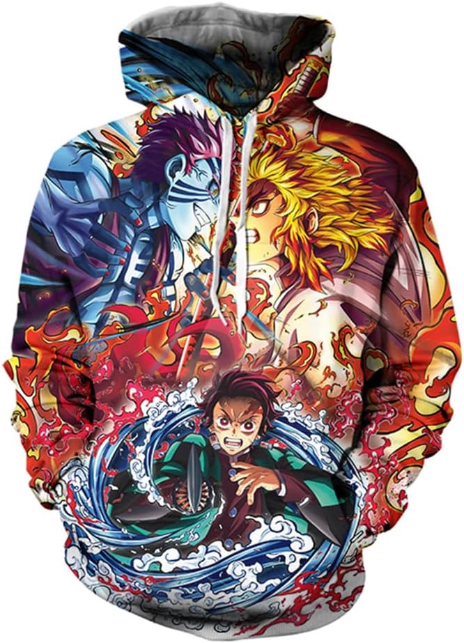 Unisex Anime Hoodie 3D Printing Long Sleeve Pullover Hooded Sweatshirt ...