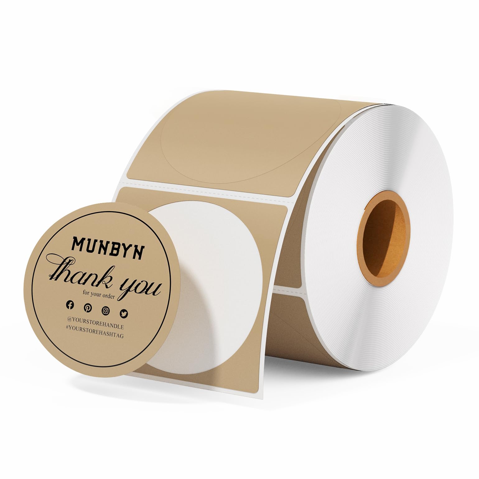 Snapklik.com : MUNBYN 2 Inch Brown Circle Thermal Sticker Labels