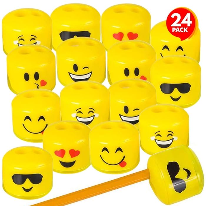 Buy ArtCreativity Emoticon Sharpeners for Kids, Bulk Pack of 24 ...
