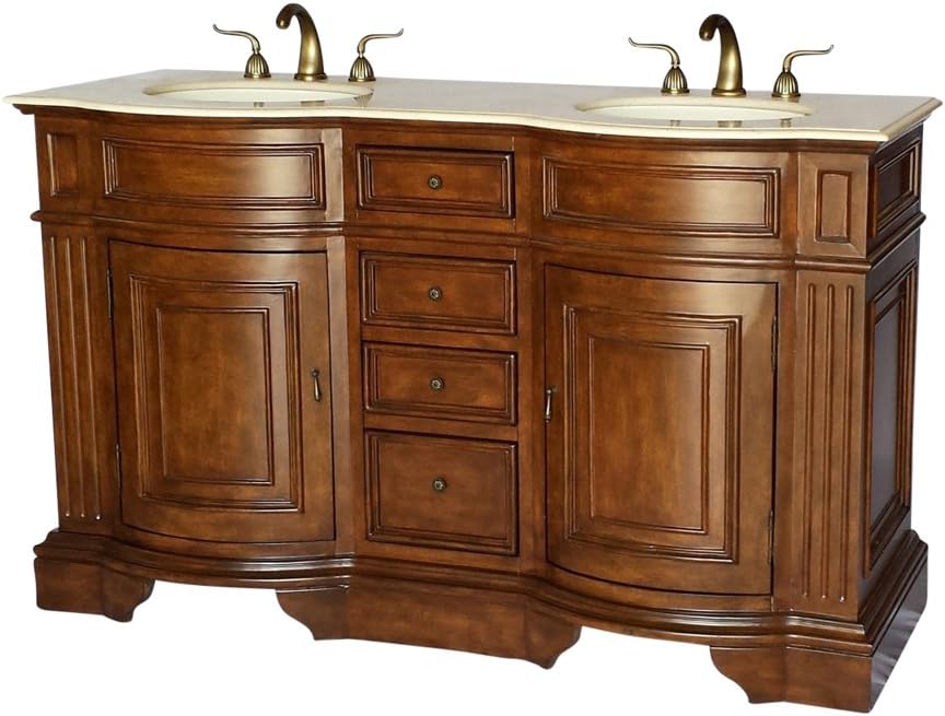 Amazon.co.jp: 60-Inch Traditional Style Double Sink Bathroom Vanity ...