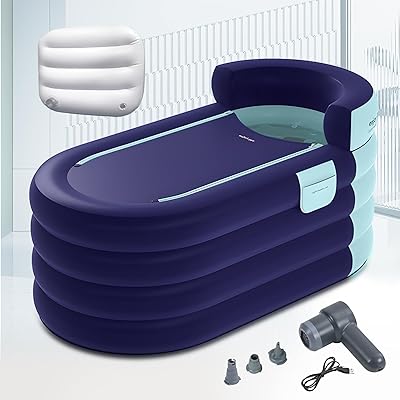 Blue Color Inflatable Bath Tub Plastic Portable Foldable Bathtub ...