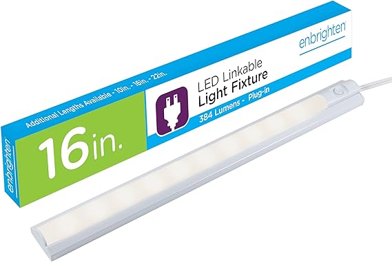 Enbrighten 16 Inch LED Premium Under Cabinet Light Fixture, Plug-In ...