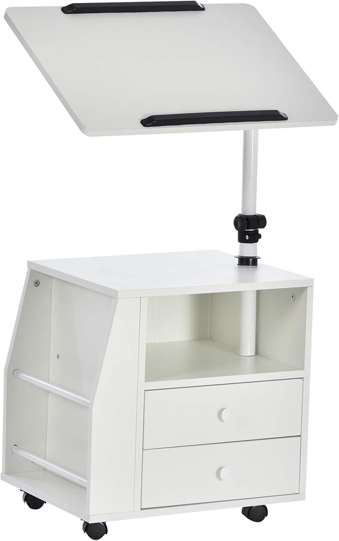 HOMCOM Functional Swivel Bedside Table End Table Side Table for Living ...