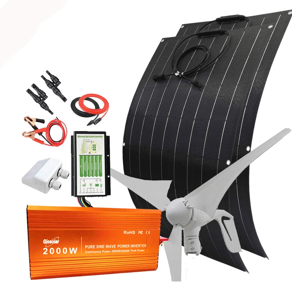 Buy 600W Wind Solar Off Grid System Kit for Roof with 1X 400W Wind ...