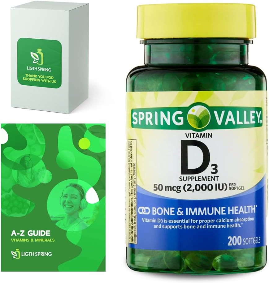 Amazon.com: Spring Valley Vitamin D3 1000 IU Softgels, 100 Count ...