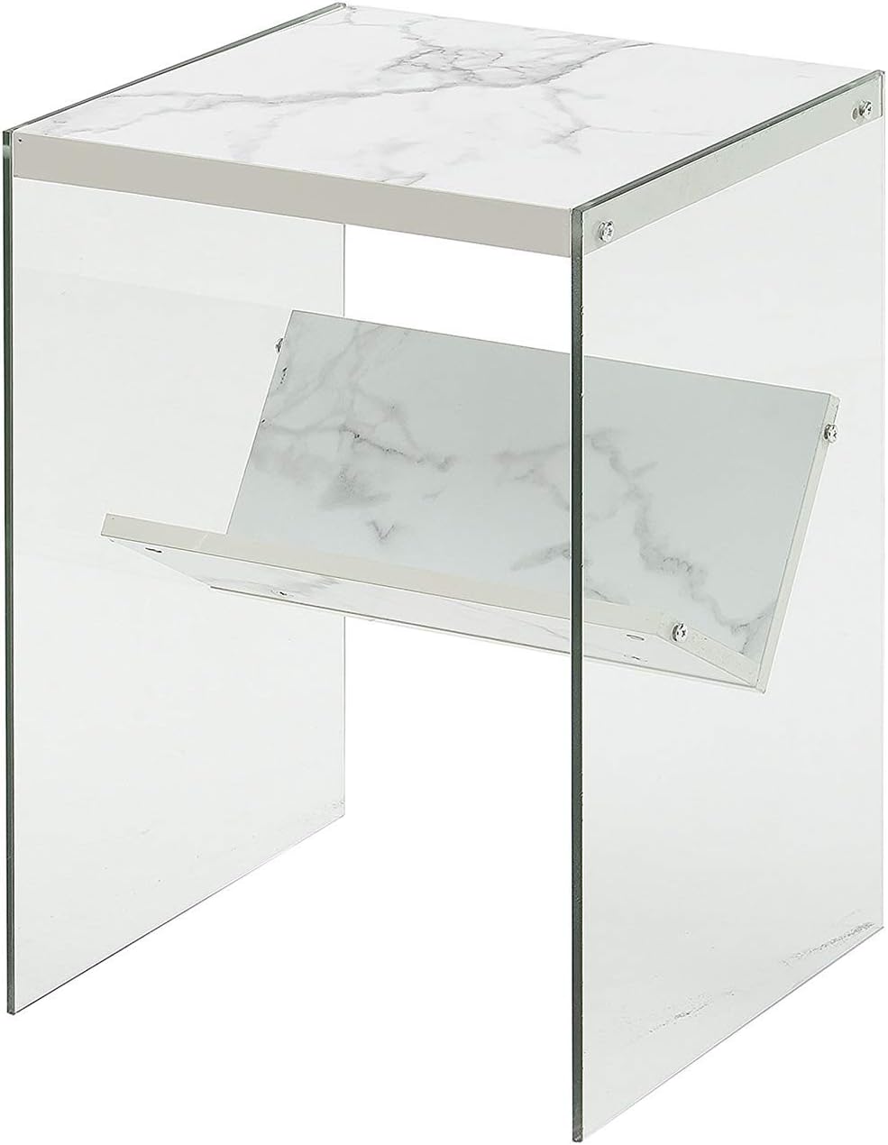 Amazon.com: Convenience Concepts SoHo End Table, Faux White Marble ...