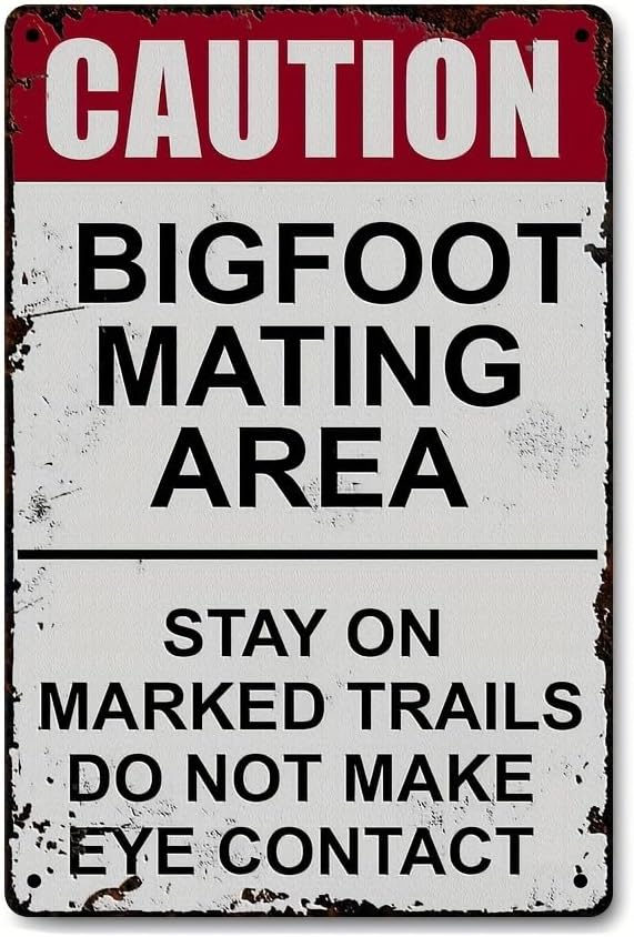Amazon.com: Rustic Bigfoot Mating Area Vintage-Inspired Metal Tin Sign ...