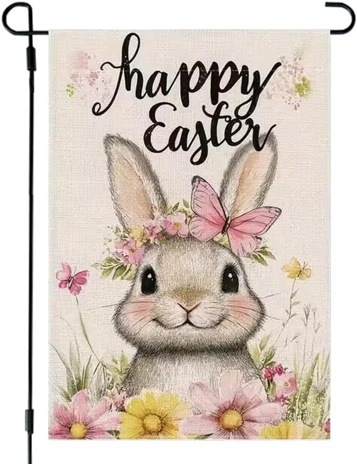 Amazon.com : Easter Garden Flag 12x18 Double Sided, Small Burlap ...