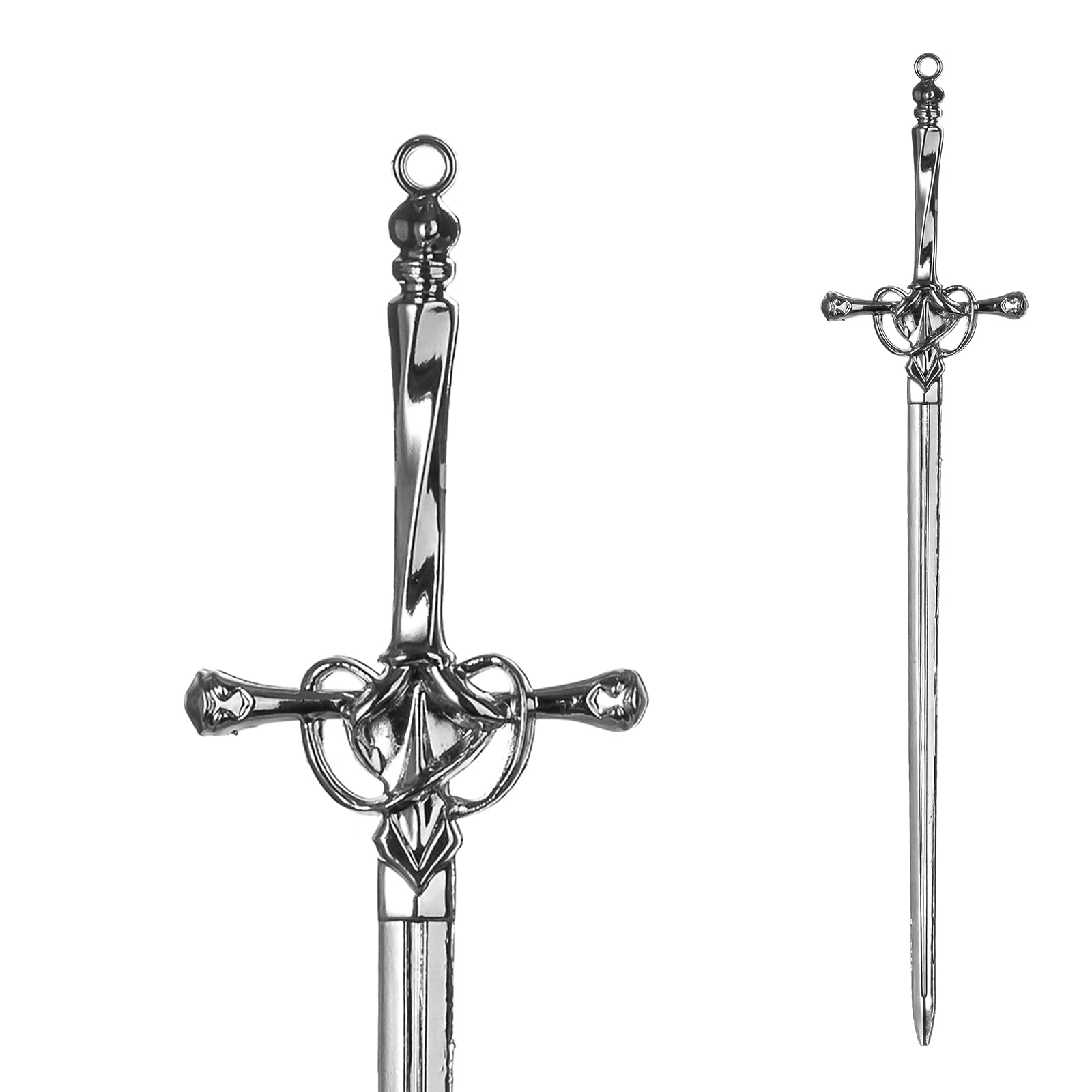 Amazon.com : 2pack Platinum Plated Sword Styling Pins Black Wicca Witch ...