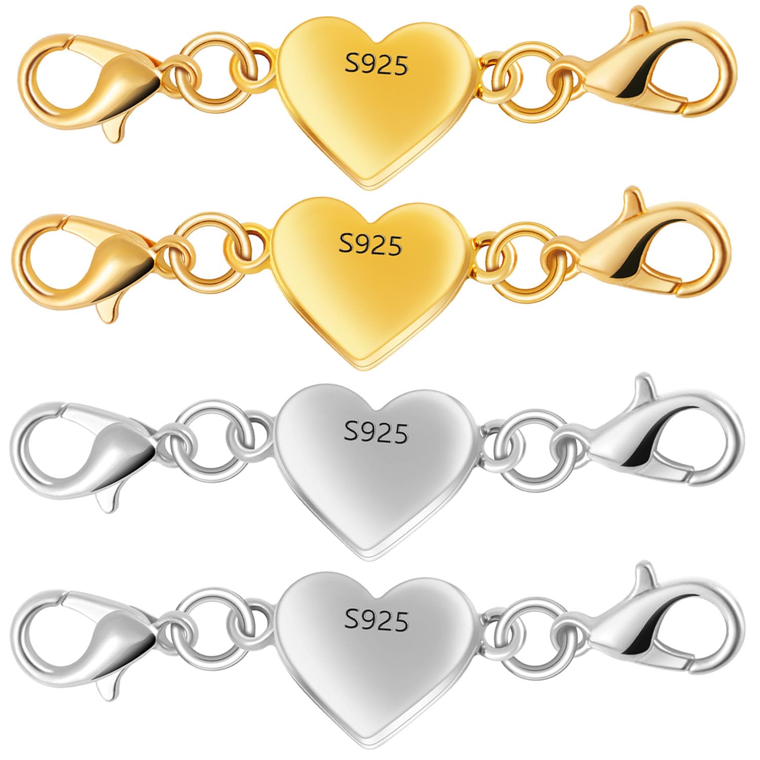 Amazon.com: 925 Silver Heart-Shaped Magnetic Necklace Clasps and ...