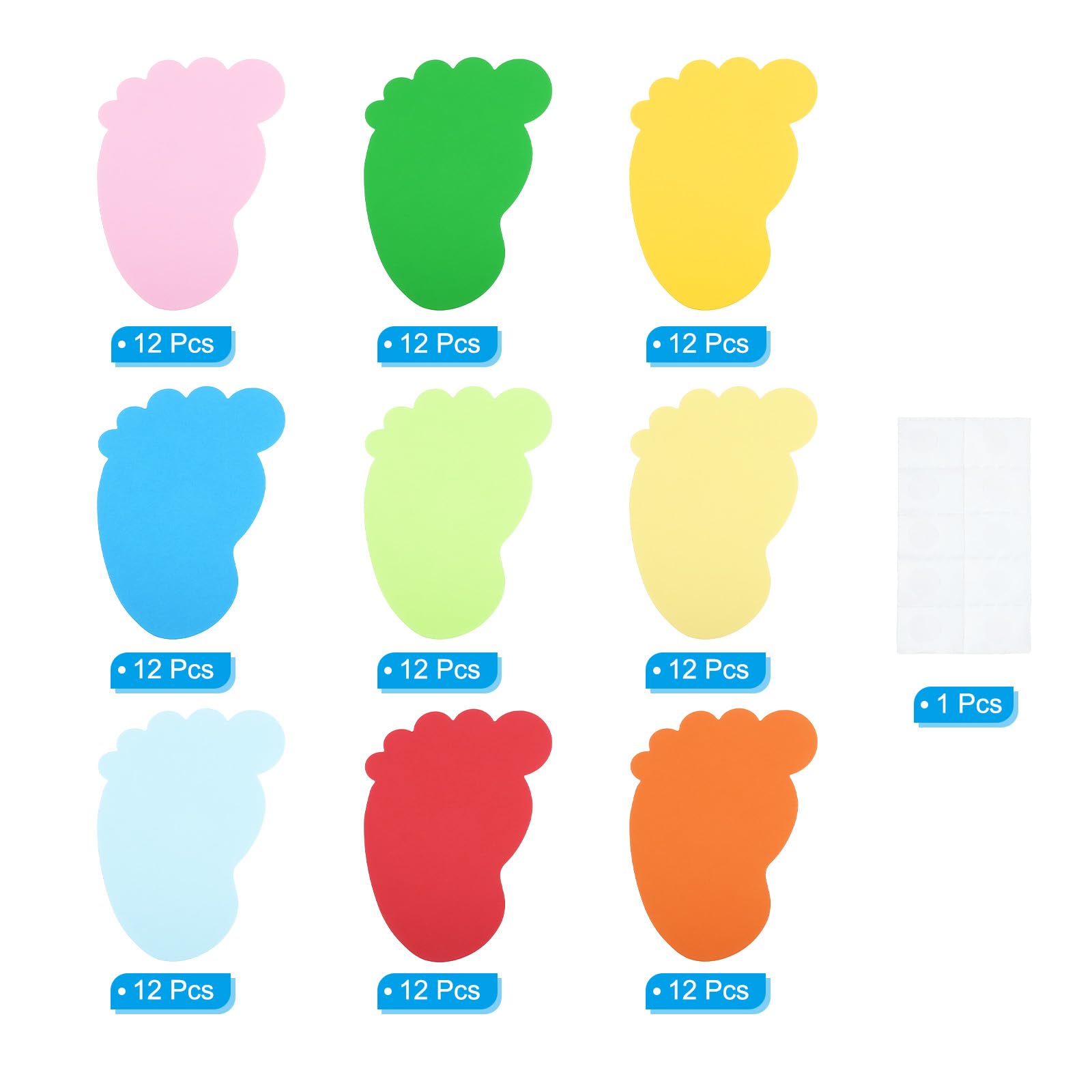PATIKIL Footprint Cutouts, 108 Pack Paper Feet, Colorful Feet Cutout ...