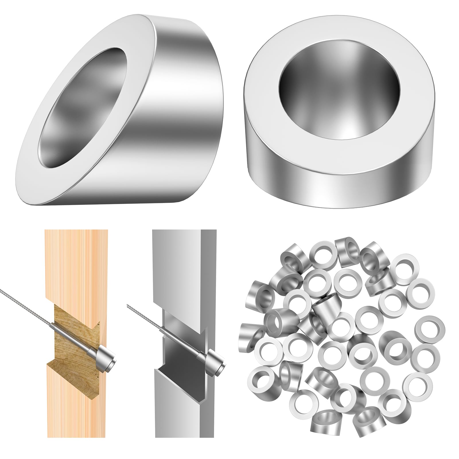 Snapklik.com : 30 Pack 5/16" ID Angle Washers For Cable Railing Posts ...