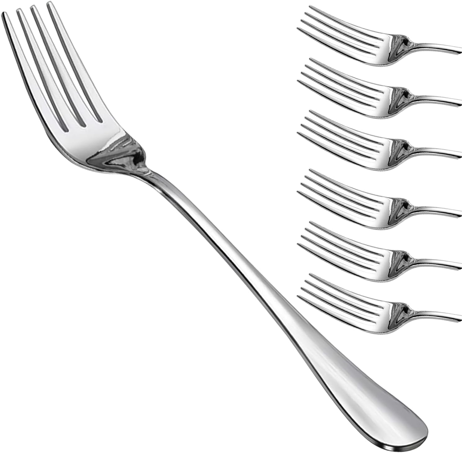 AEX 6X Stainless Steel Dinner Fork Set – Mirror Polished Forks Set of 6 ...