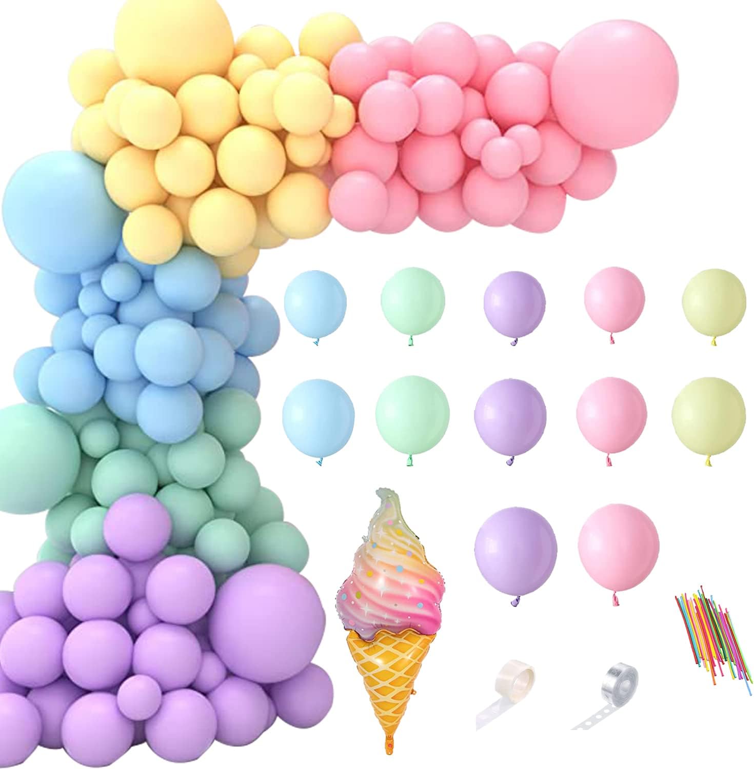 143 globos de color arcoíris de color macarrón para decoración de ...