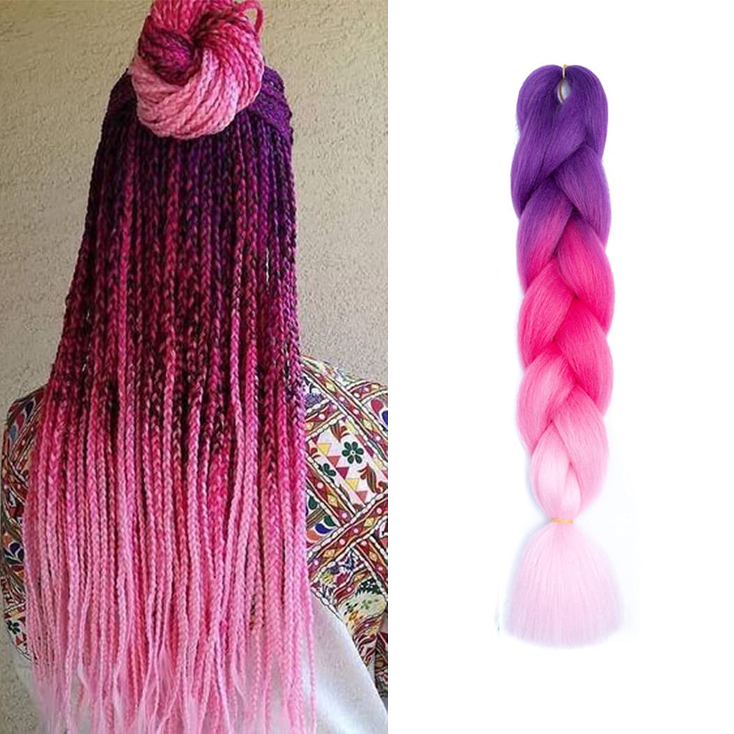 Buy Forevery Colorful Braiding Hair 24 Inch Rainbow Braiding Hair 3 Pcs ...