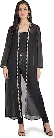 AOL Women's Black Shrug with Golden Border at Amazon Women’s Clothing store