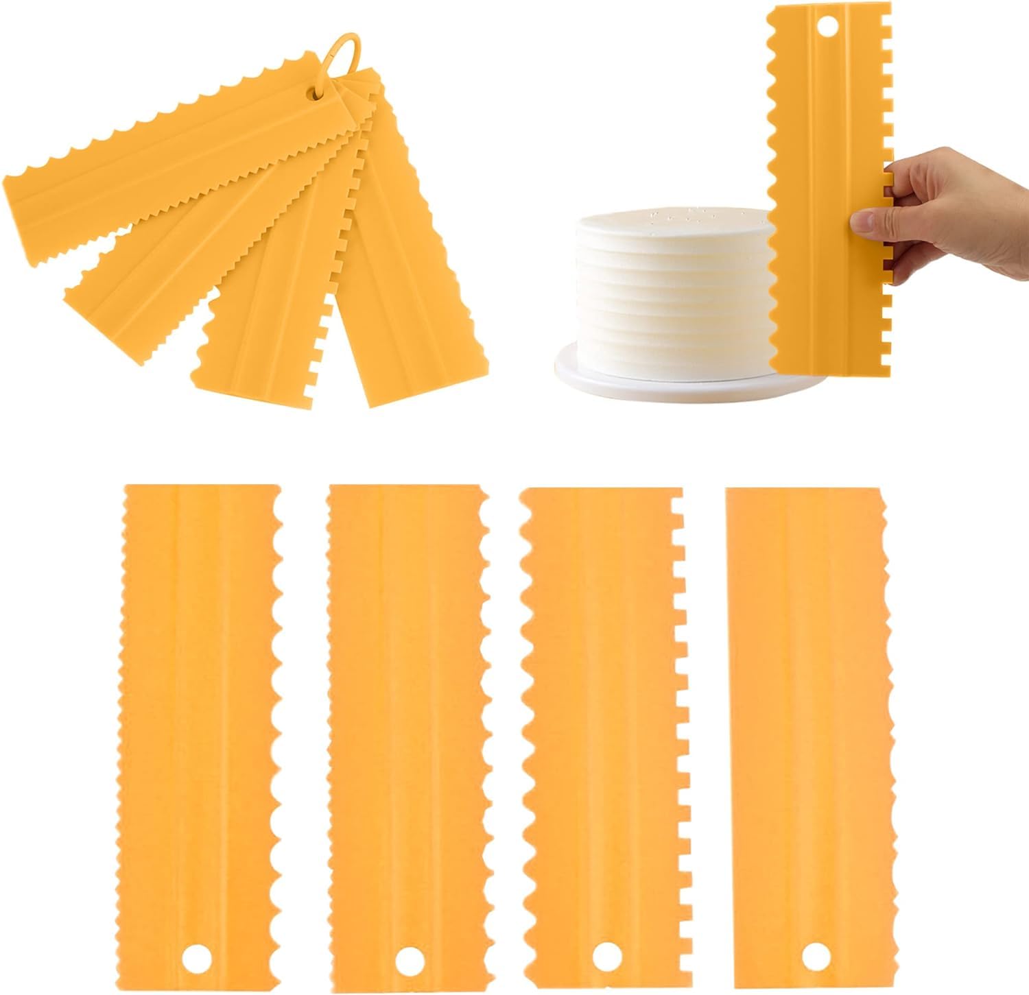 4PCS Cake Scraper Set, Cake Edge Scraper Cutters, Cake Scraper Comb ...