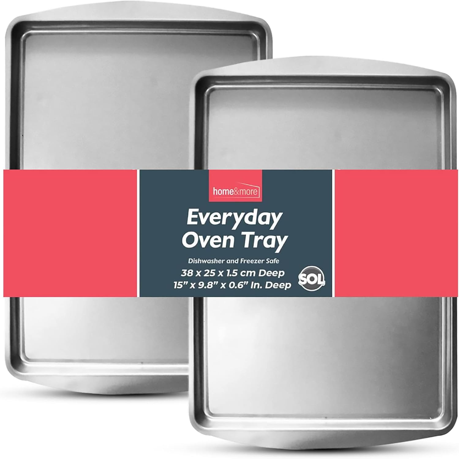 2pk SOL Everyday Large Oven Trays Set 38 x 25cm | Durable Flat ...