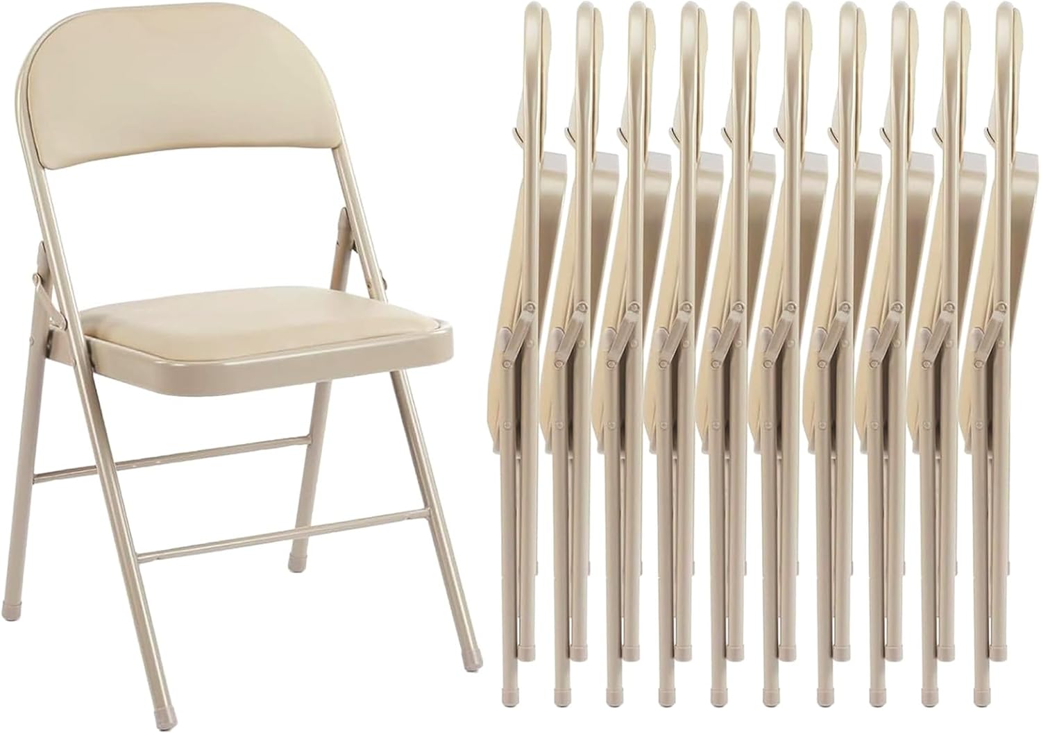 Amazon.com: Sweetcrispy Folding Chair 10 Pack, Leather Padded Folding ...