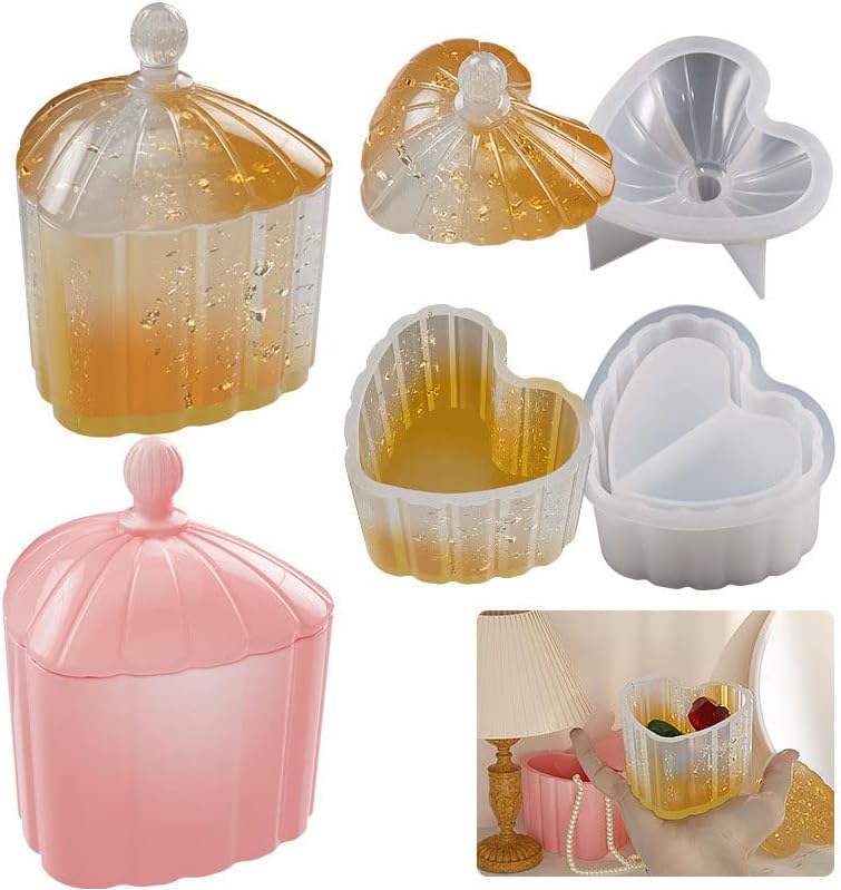 Amazon.com: Small Loving Heart Storage Box Silicone Resin Mold with ...