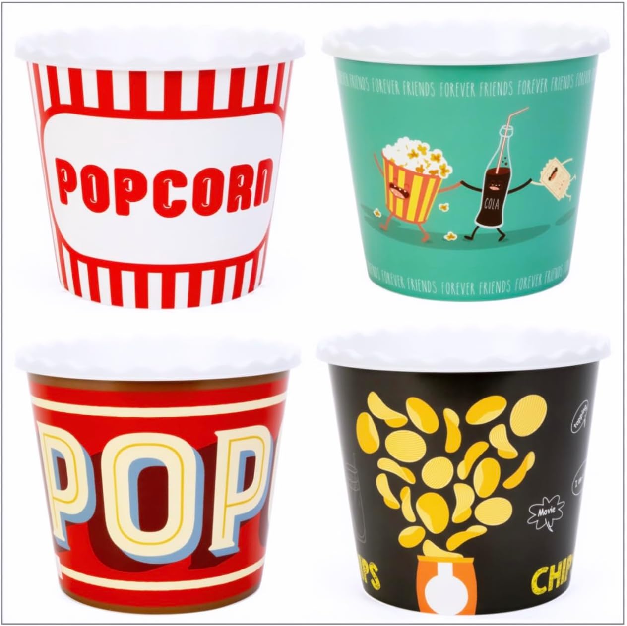 Amazon.com: Pickmesh 4 Pcs Large Popcorn Bowl Reusable 3.4 Quart Bowl ...
