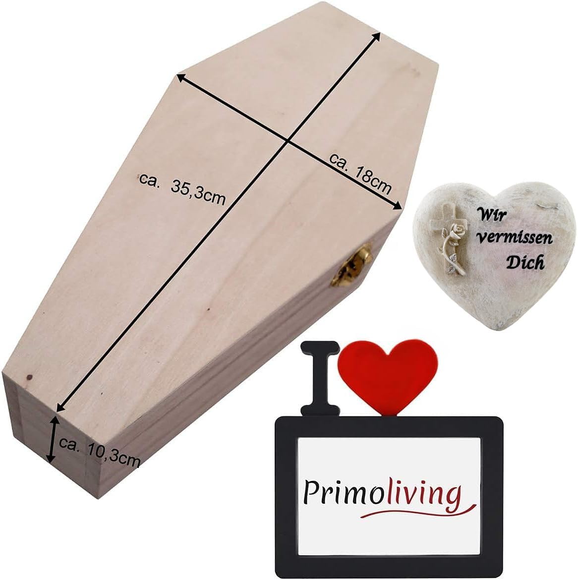 PrimoLiving wooden pet coffin with memorial set - size M for small pets ...